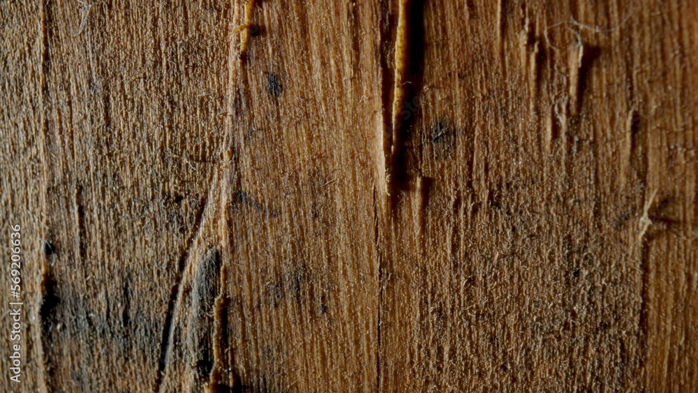 Texture of brown old wooden board with scratches and cuts. Damaged aged ...