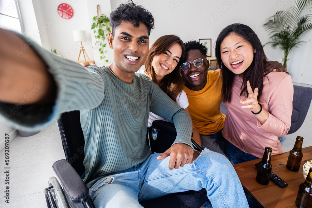 Inclusion and diversity concept with young indian man in wheelchair ...