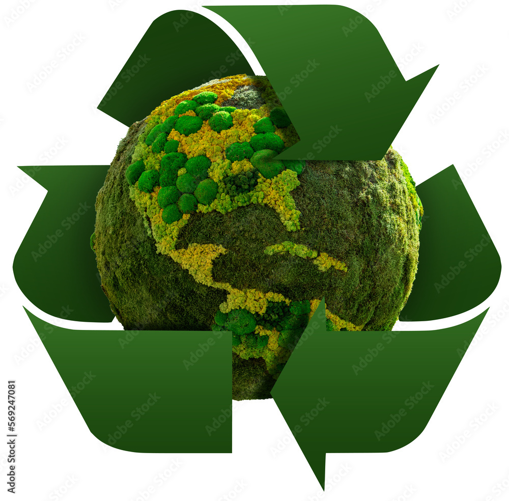 Green planet Earth with recycling symbol Stock Illustration | Adobe Stock