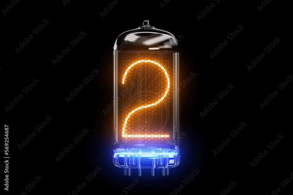 Two. Digit 2. Nixie tube indicator digit. Gas discharge indicators and ...