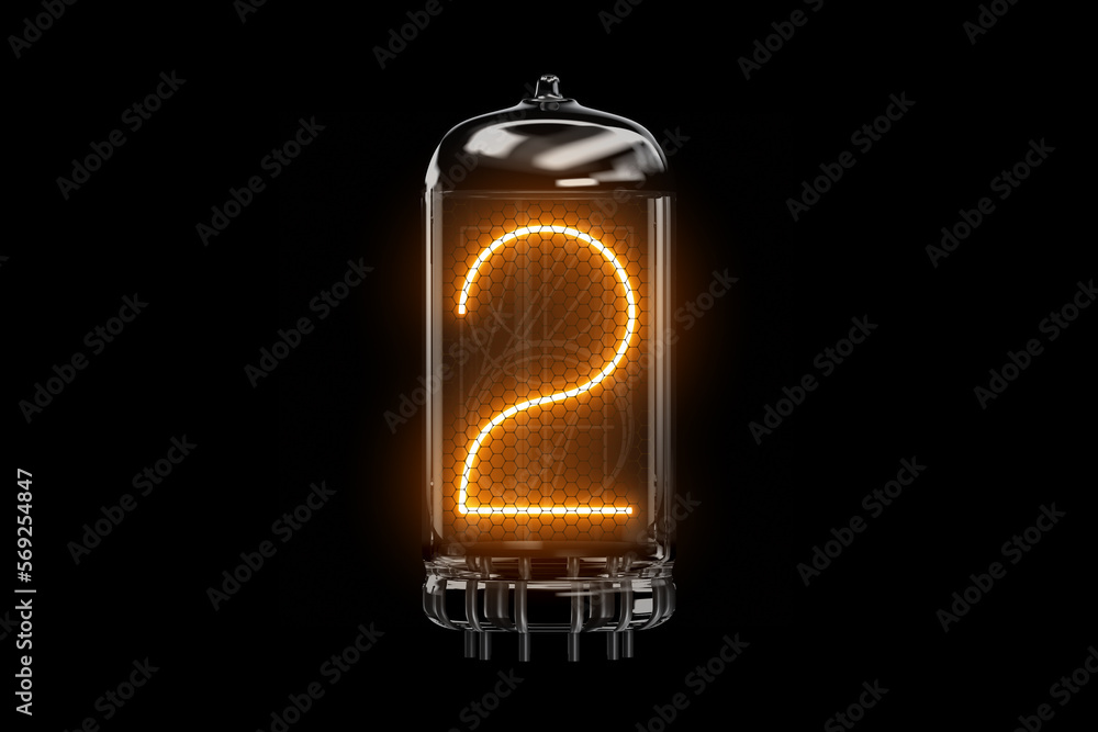 Two. Digit 2. Nixie tube indicator digit. Gas discharge indicators and ...