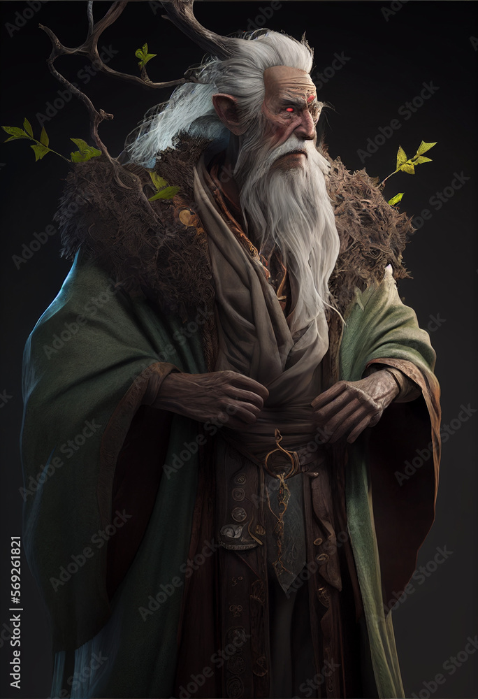 D&D wood elf character portrait for fantasy roleplay, rpg games etc ...