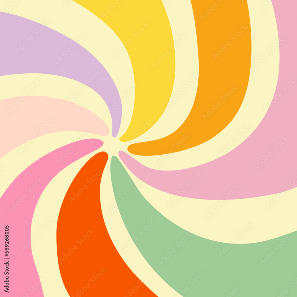 Vektor Groovy Background Retro 70s Style. Cute Abstract Vintage Texture ...