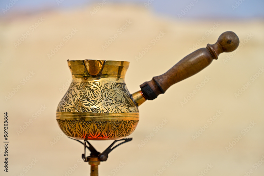 Turkish Coffee in an Arabic Finjan in the Israeli desert Stock Photo ...