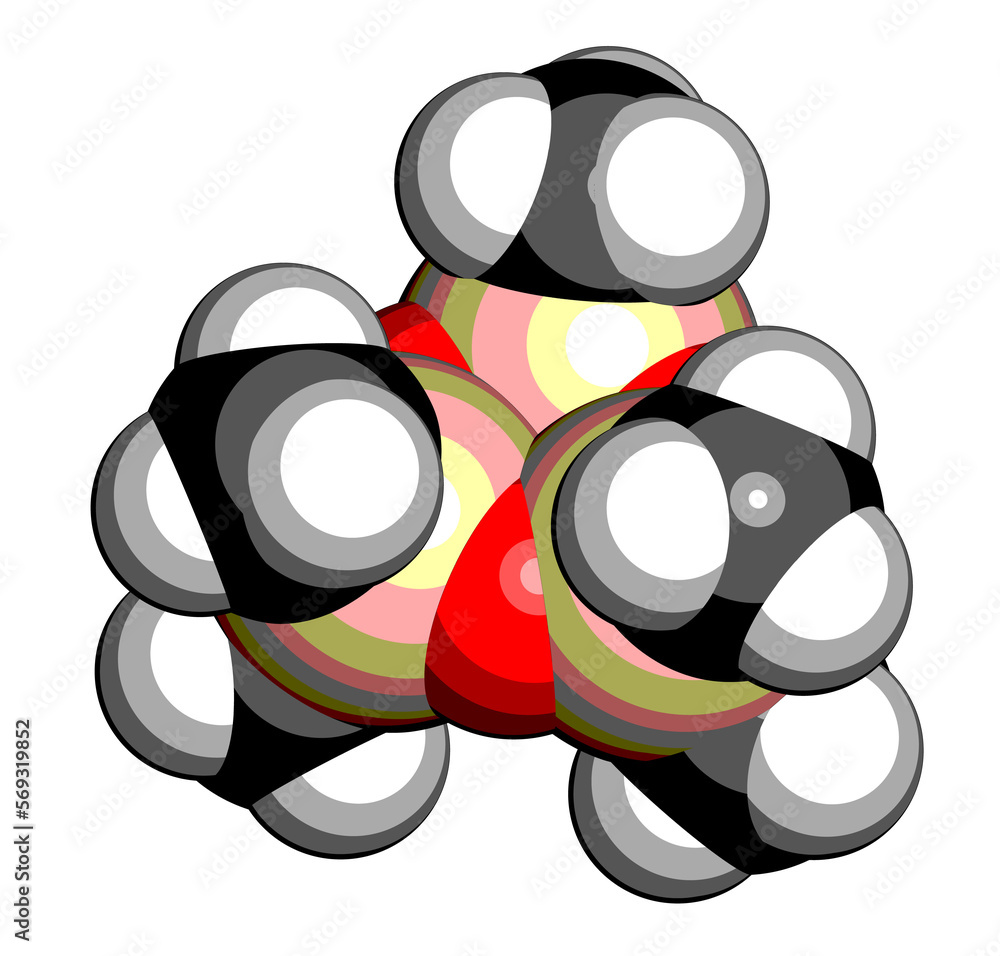 Hexamethylcyclotrisiloxane (D3) cyclic organosilicon molecule. 3D ...