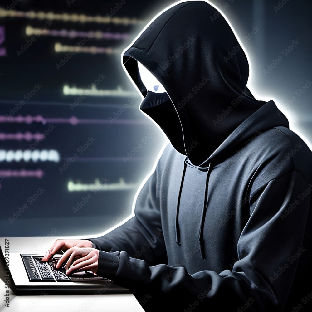 Ilustración de Stock Generative AI Illustration of hacker causing cybersecurity issue in all ...