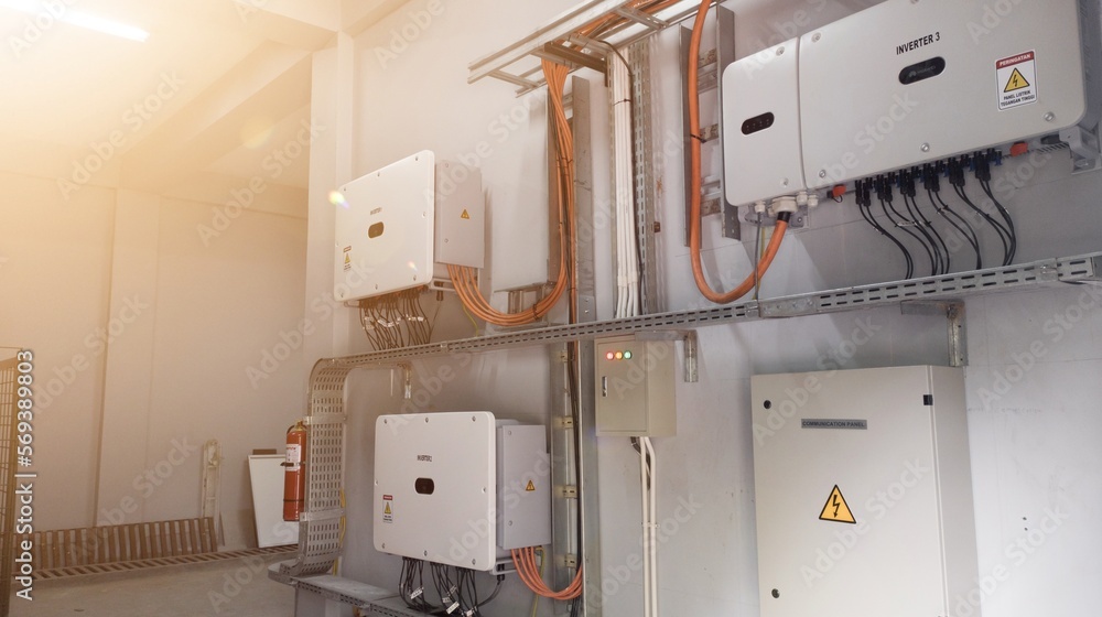Instalation control of inverters solar panel on the wall. Technology of ...