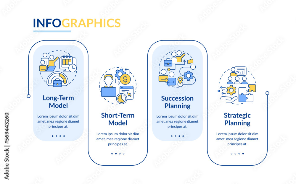 IT staffing models blue rectangle infographic template. Hiring. Data ...