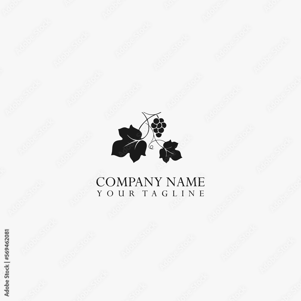 Grapes logo. Grapevine with leaf. Wine logo. Fruit pictogram. Vector ...