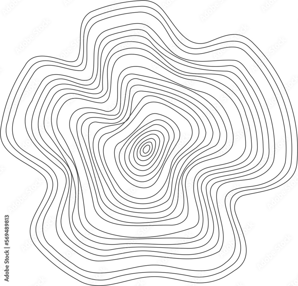 Linear wooden tree rings pattern. Topography circles with map texture ...