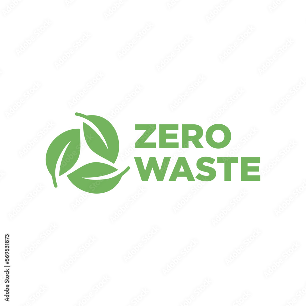 Green zero waste logo. Zero waste lifestyle design concept. Eco life - reuse, reduce, recycle 素材 ...