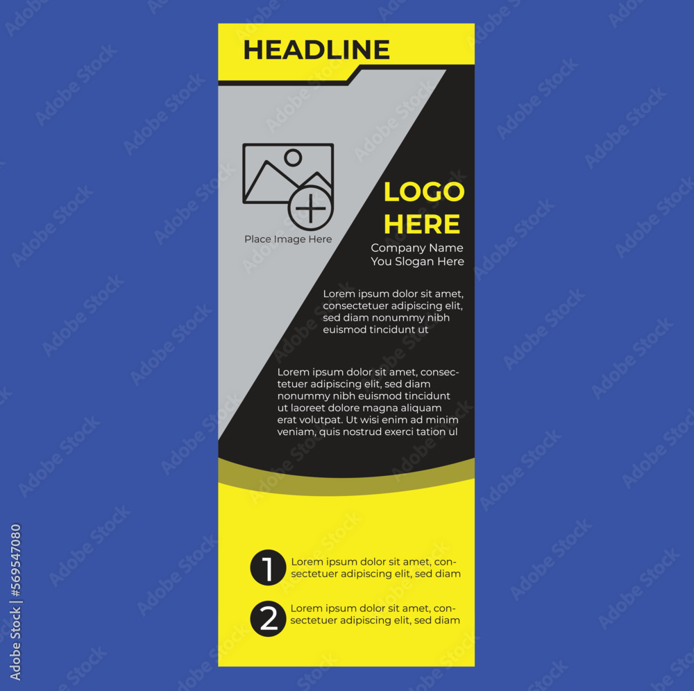 Simple Black And Yellow Standee Roll-Up Banner Design With Business ...