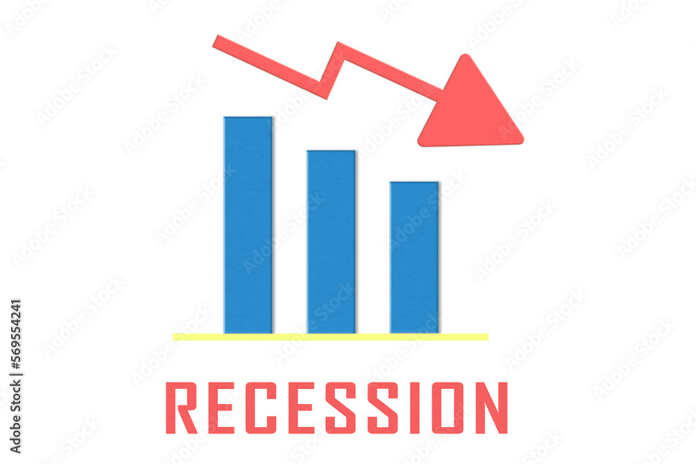 Inflation concept. The graph showing recession of the economy. The ...