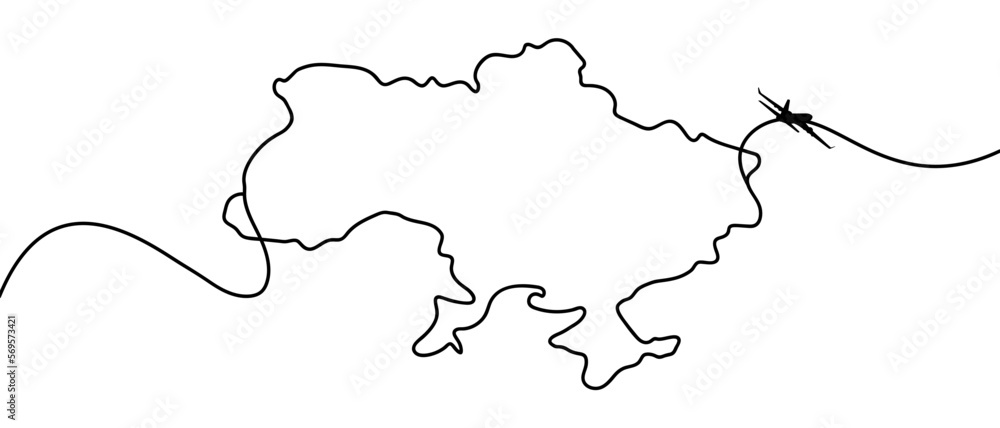 Stock-Vektorgrafik „Ukraine Map with plane. Ukraine Map Silhouette ...