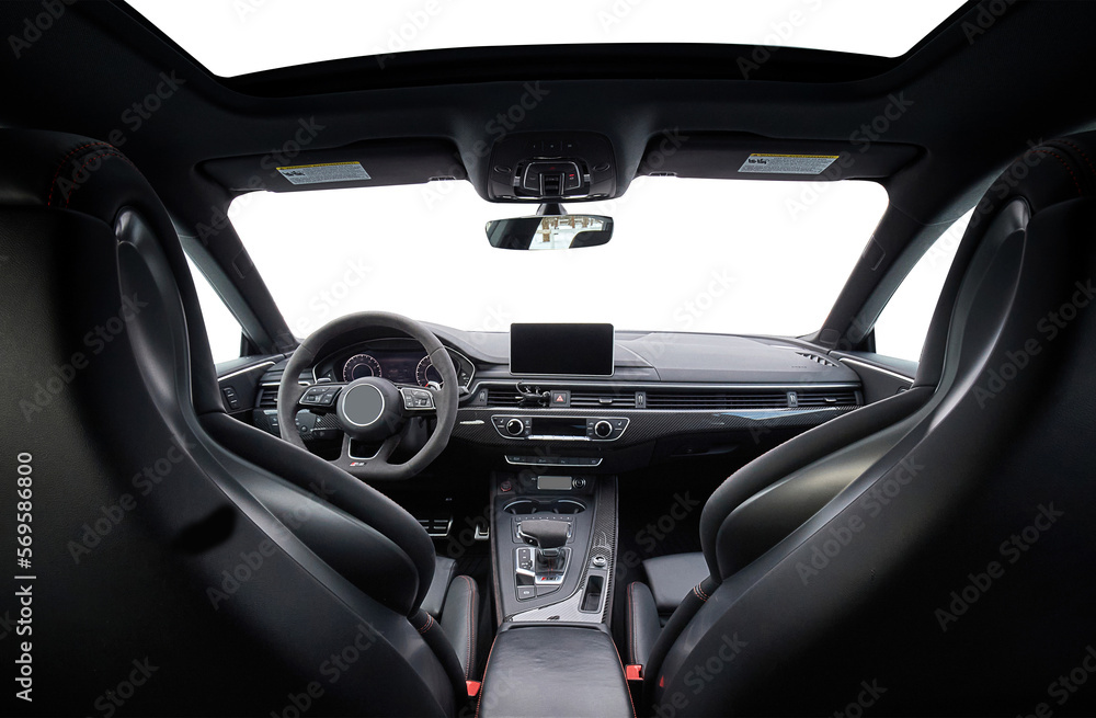 Modern luxury car interior elements wallpaper. Black leather car ...