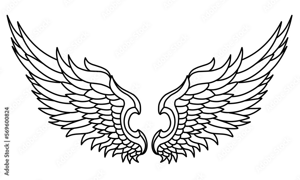 Vector angel wings line art design isolated Stock Vector | Adobe Stock