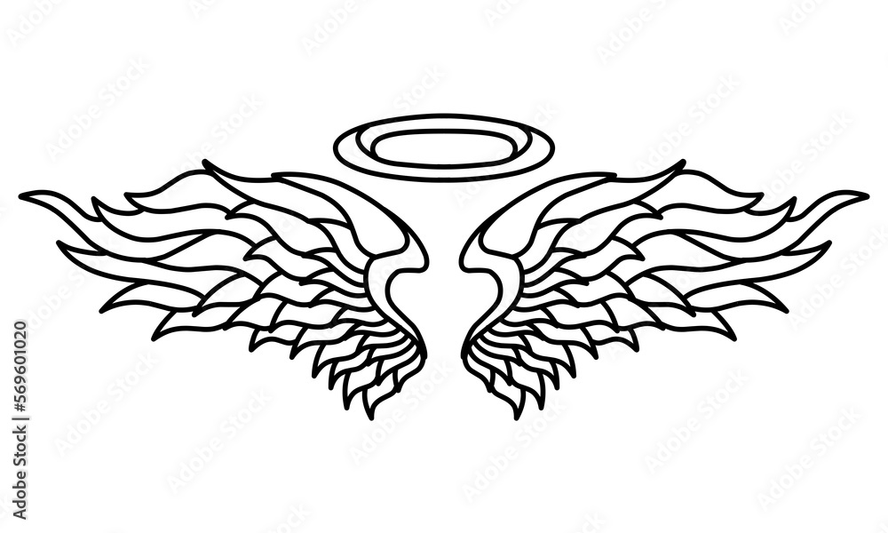Vector angel wings line art design isolated Stock Vector | Adobe Stock