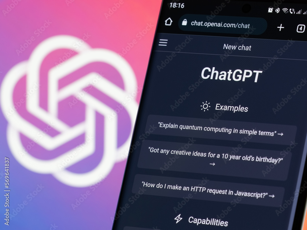 Galati, Romania - February 08, 2023: Webpage of ChatGPT, a prototype AI chatbot developed by ...
