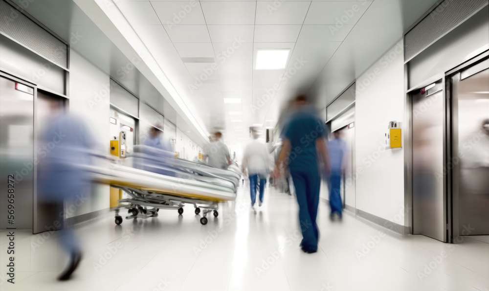 Busy Fast-Paced Crowded Overcrowded Hospital Emergency Room Hall ...