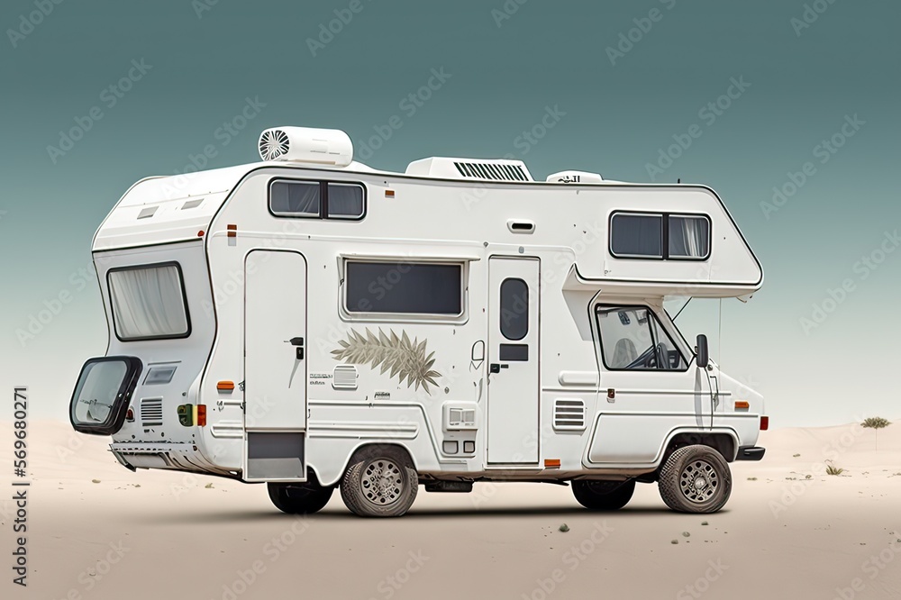 Ilustración de Stock White Motorhome Camping - Clean Side View Isolated ...