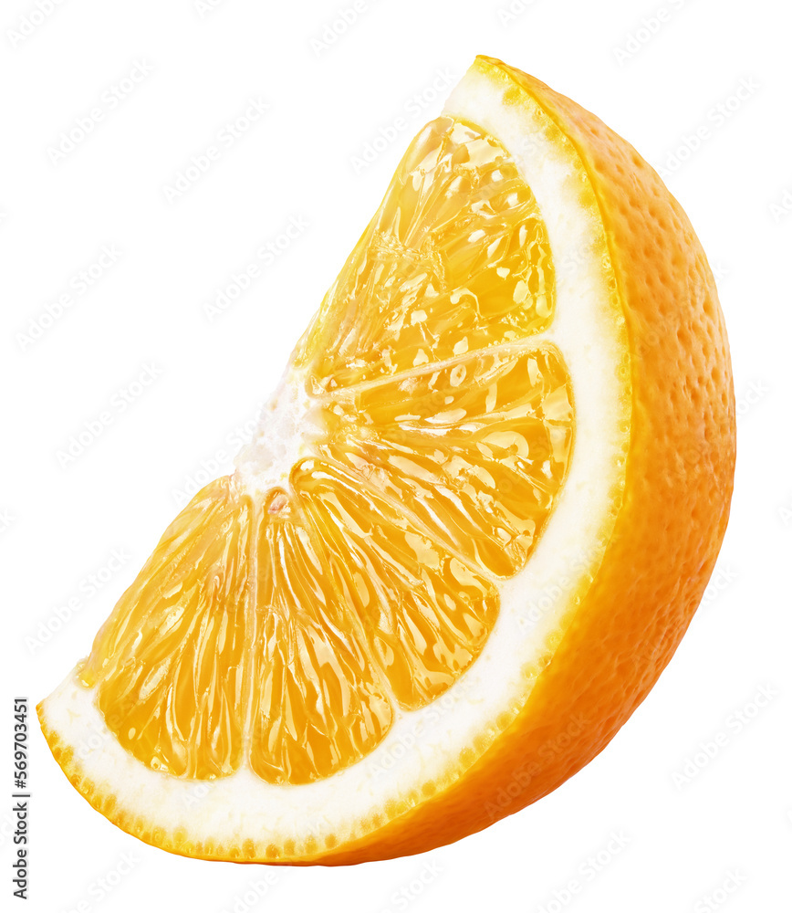 Ripe wedge of orange citrus fruit isolated on transparent background ...