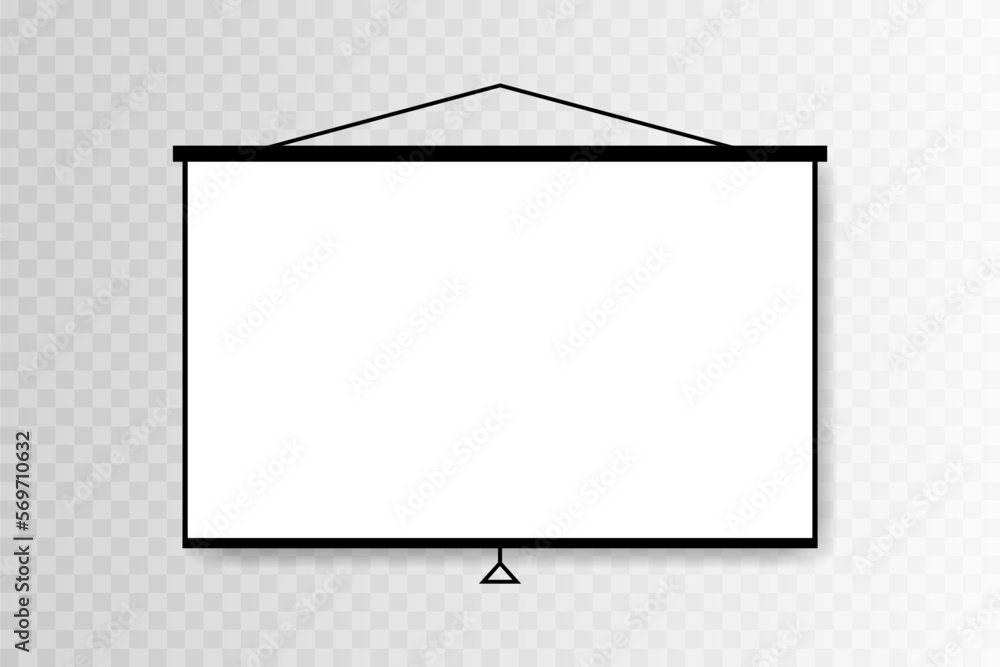 Empty projection screen, presentation board isolated on transparent ...