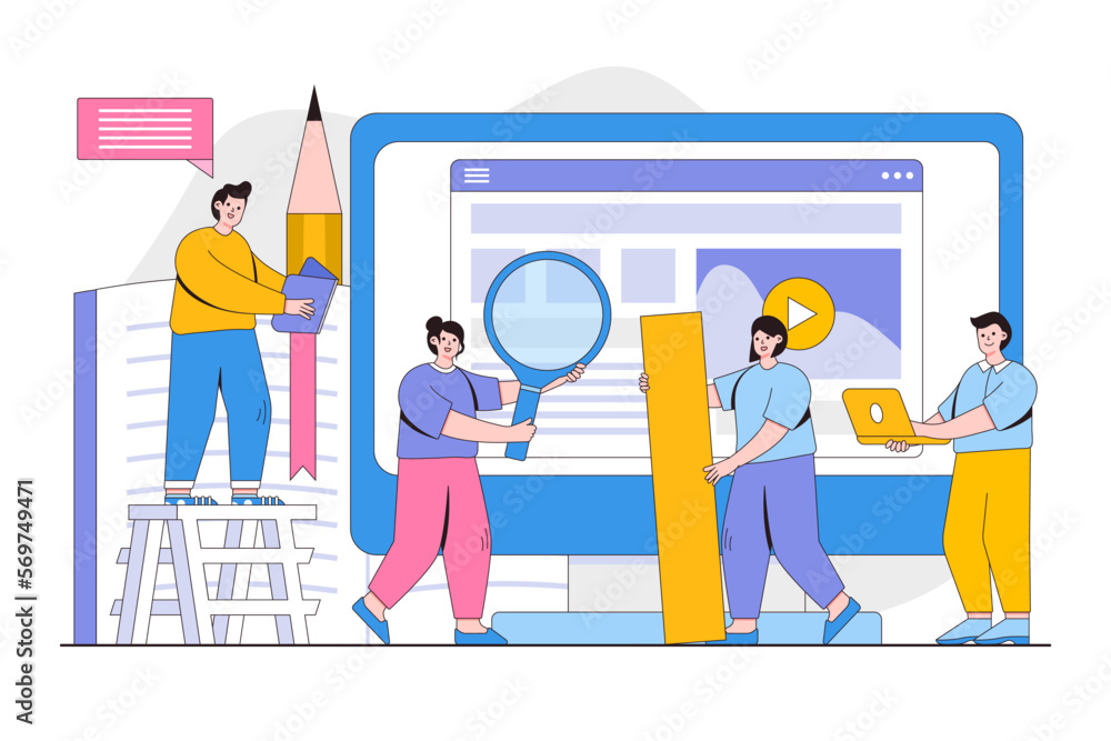 Education and learning knowledge concept with characters. School ...