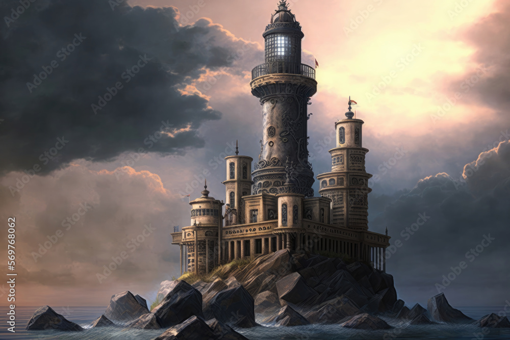 Lighthouse of Alexandria, also known as the Pharos of Alexandria. Built ...