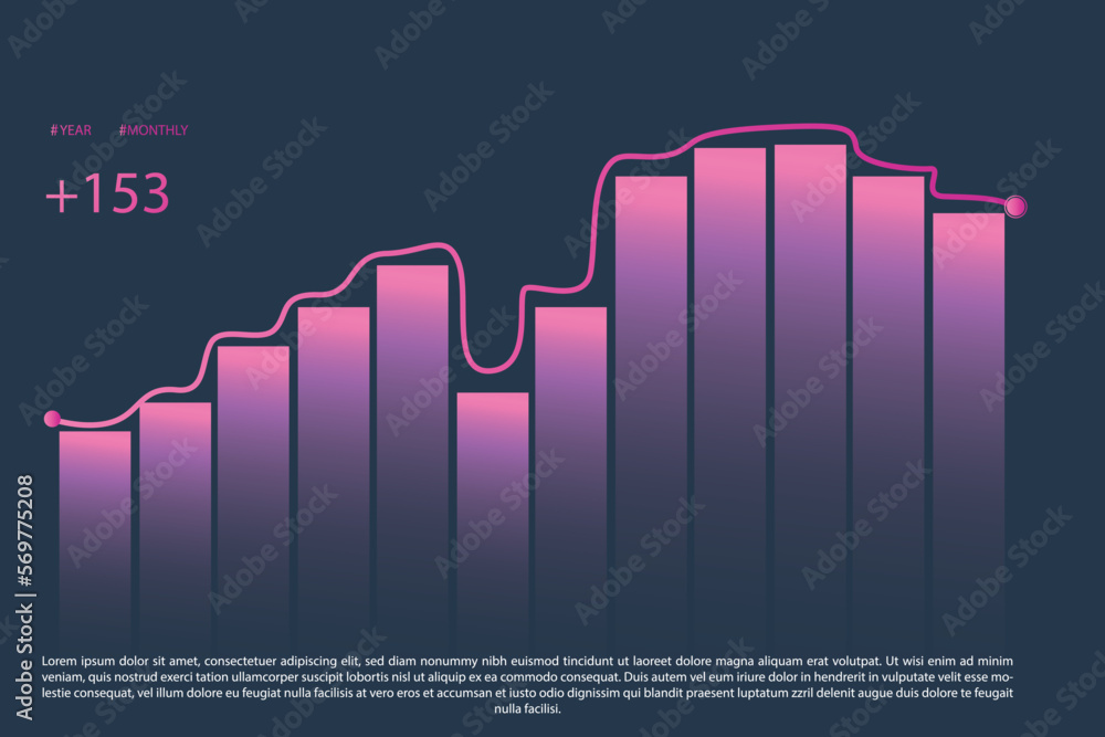 Template dashboard with mockup infographic, data graphs, charts ...