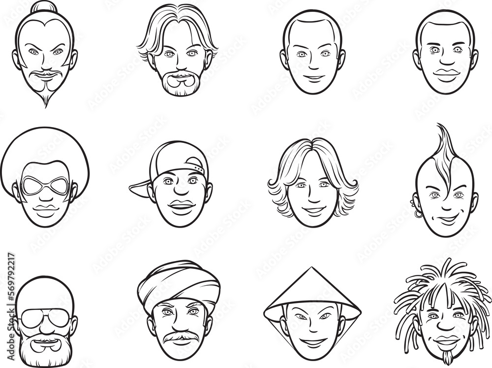 whiteboard drawing cartoon avatar eccentric faces - PNG image with ...
