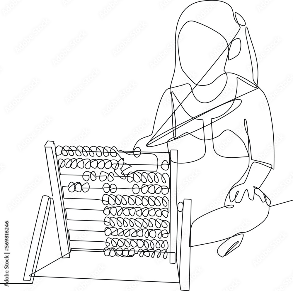 Стоковое векторное изображение «Single one line drawing happy Little ...