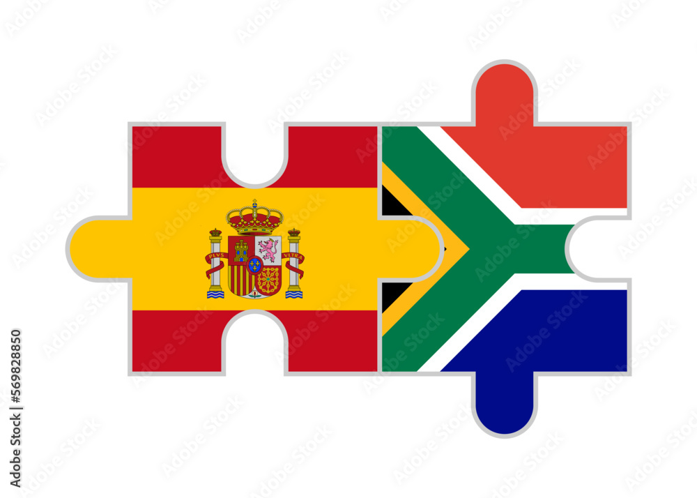 puzzle pieces of spanish and south african flags. vector illustration ...