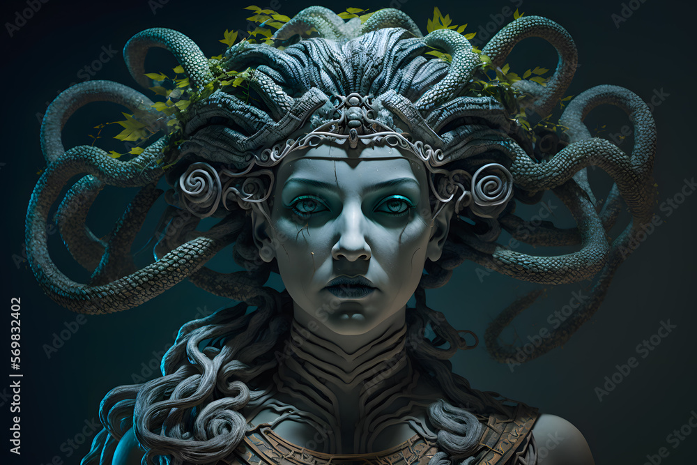 The classic depiction of the head of the Gorgon Medusa from ancient ...