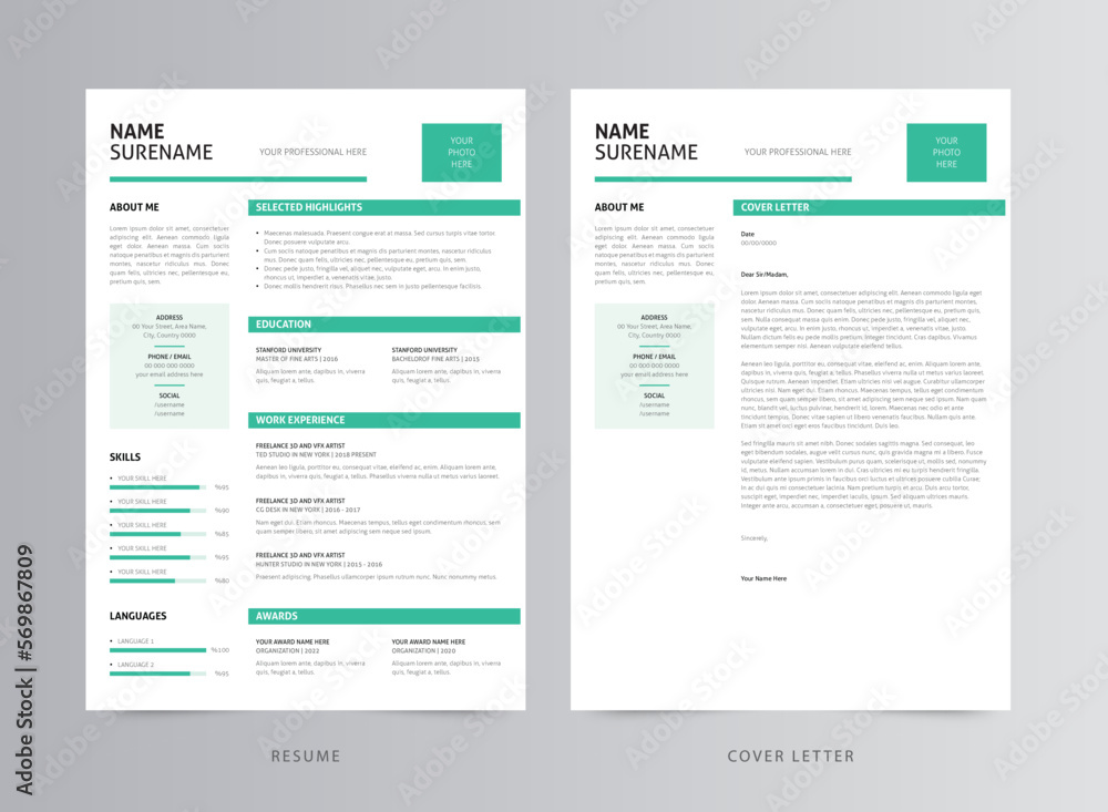 Resume Template, Professional Modern Resume Template, CV Template Stock ...