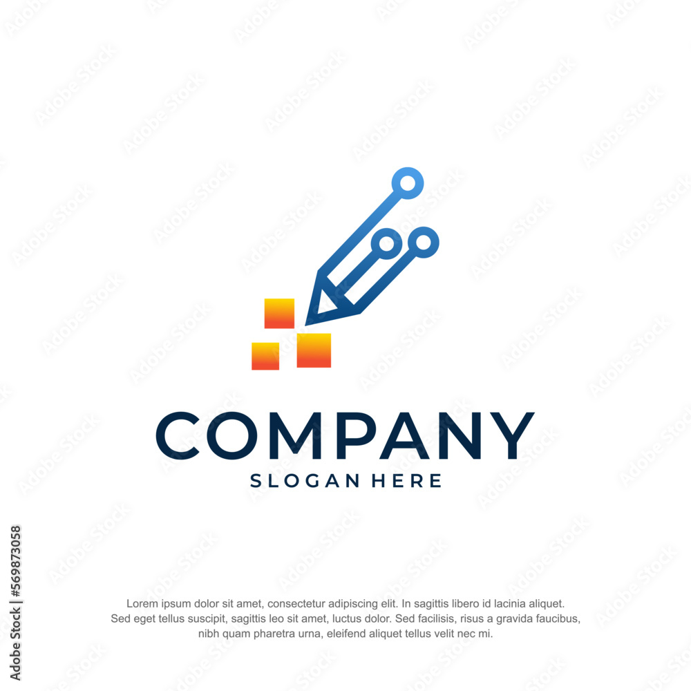 techno pen education logo premium vector Stock Vector | Adobe Stock