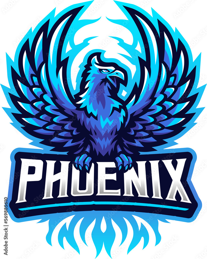 Blue phoenix esport mascot Stock Illustration | Adobe Stock
