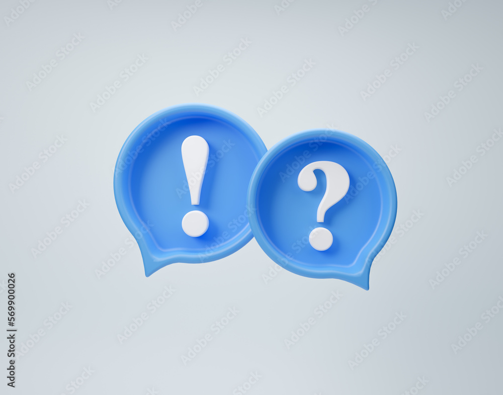Question mark and exclamation symbol in social media notification icon ...