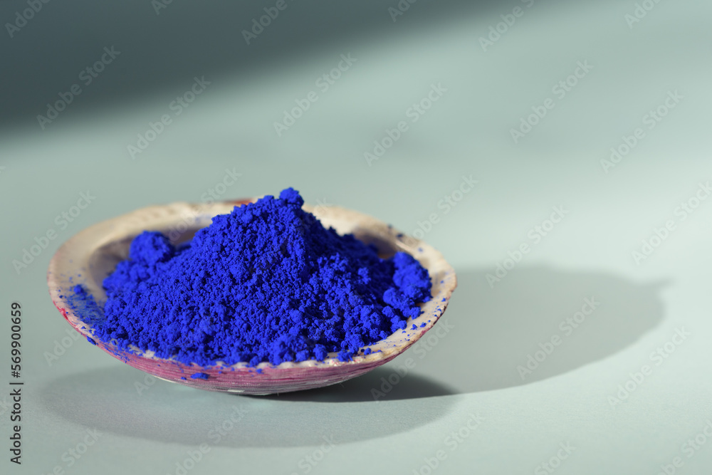 Foto de Stock Pigmento azul cobalto dentro de una concha mostrando su ...