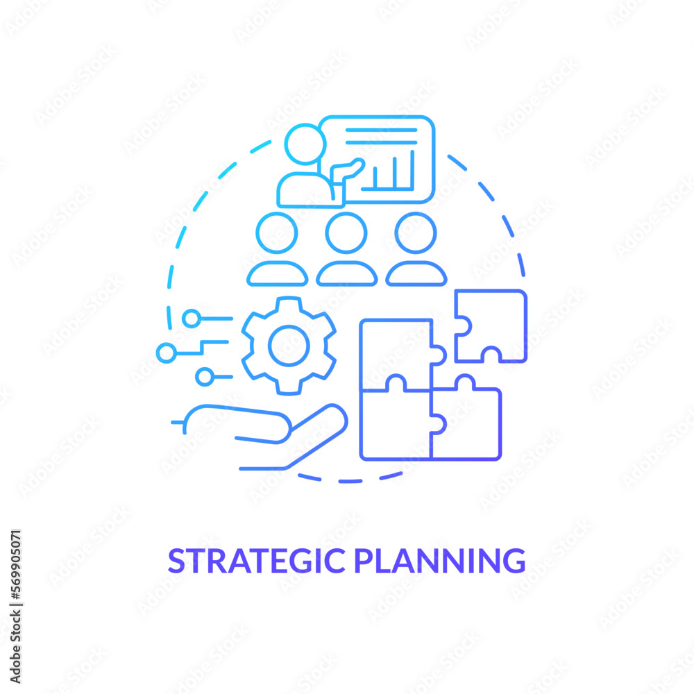 Strategic planning blue gradient concept icon. Determine goals and ...