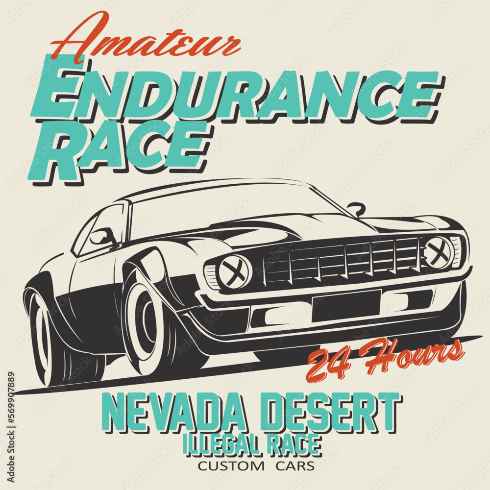 vintage race car for printing.vector old school race poster.retro race ...