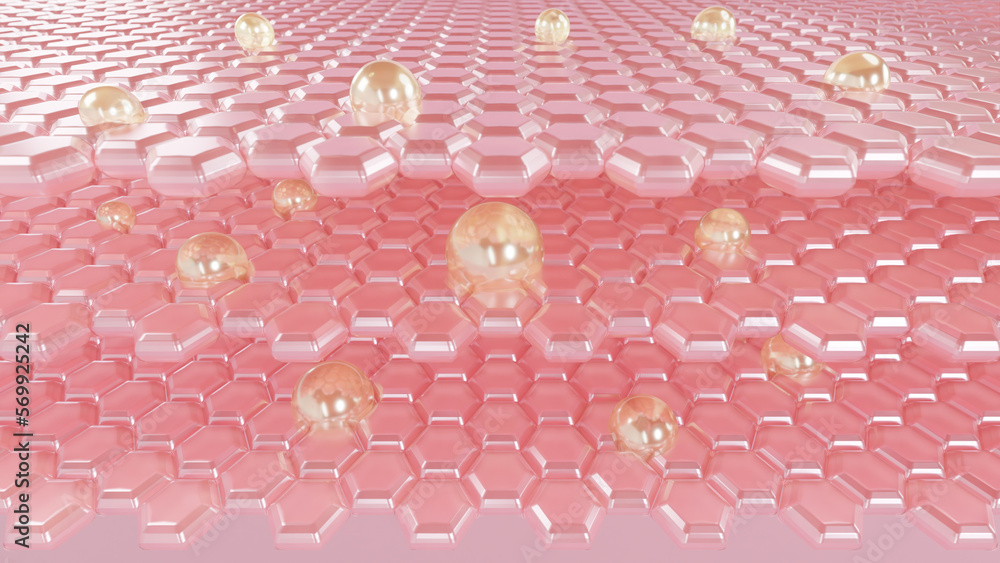 Cosmetic 3D bubble design on background. Serum through the skin and ...
