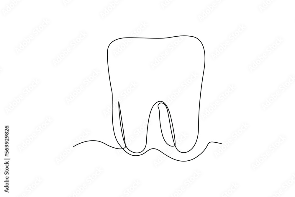 Continuous one line drawing Teeth. Dental health concept. Single line ...
