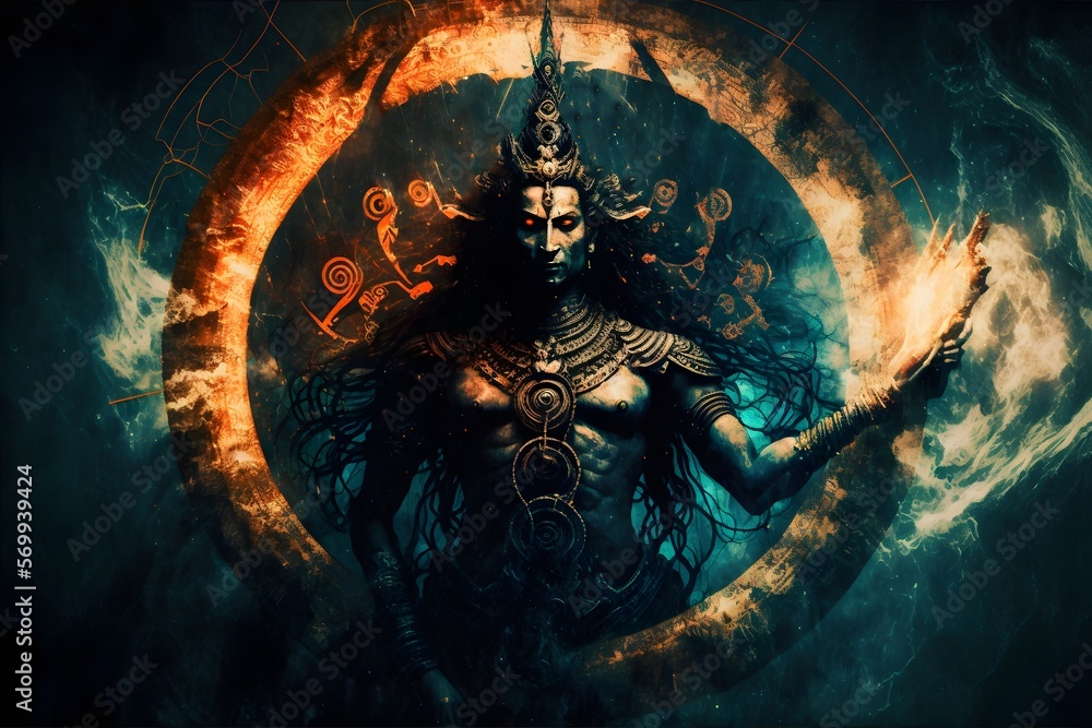 Lord Shiva in universe. spiritual image against the background of the ...