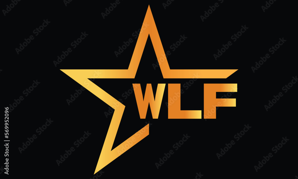 Image vectorielle Stock WLF golden luxury star icon three letter logo ...