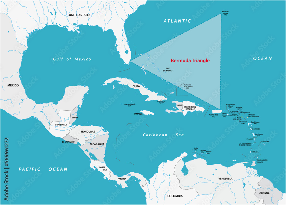 Map Bermuda Triangle or Devil's Triangle in the Atlantic Ocean Stock ...