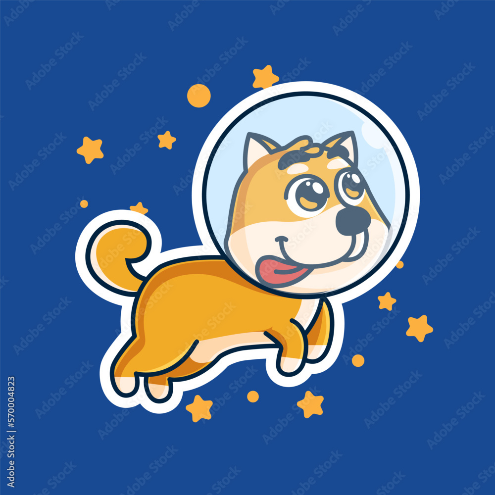 cute space dog cartoon Stock Vector | Adobe Stock