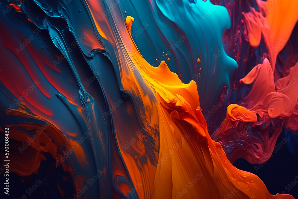 Dynamic color splash oil painting abstract background. Generative AI ...