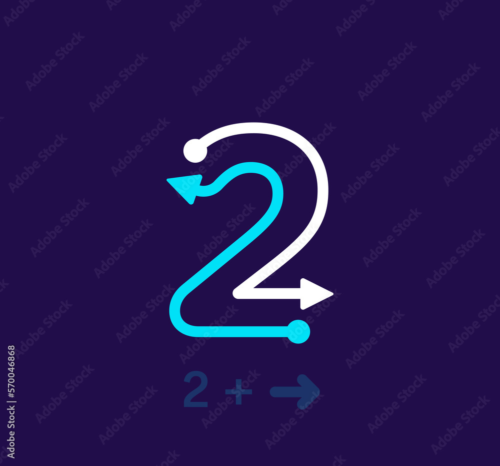 Linear number 2 logo. Unique logo. Abstract number, simple rotating ...