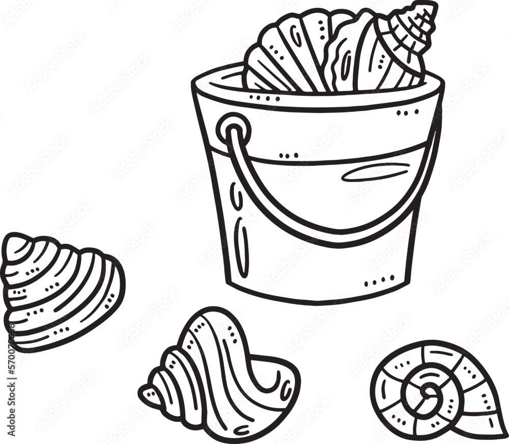 Sea Shells Isolated Coloring Page for Kids Stock Vector | Adobe Stock