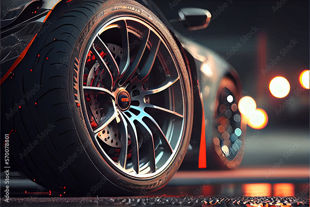aluminium rim of sport car wheel. Detail background. High quality ai ...